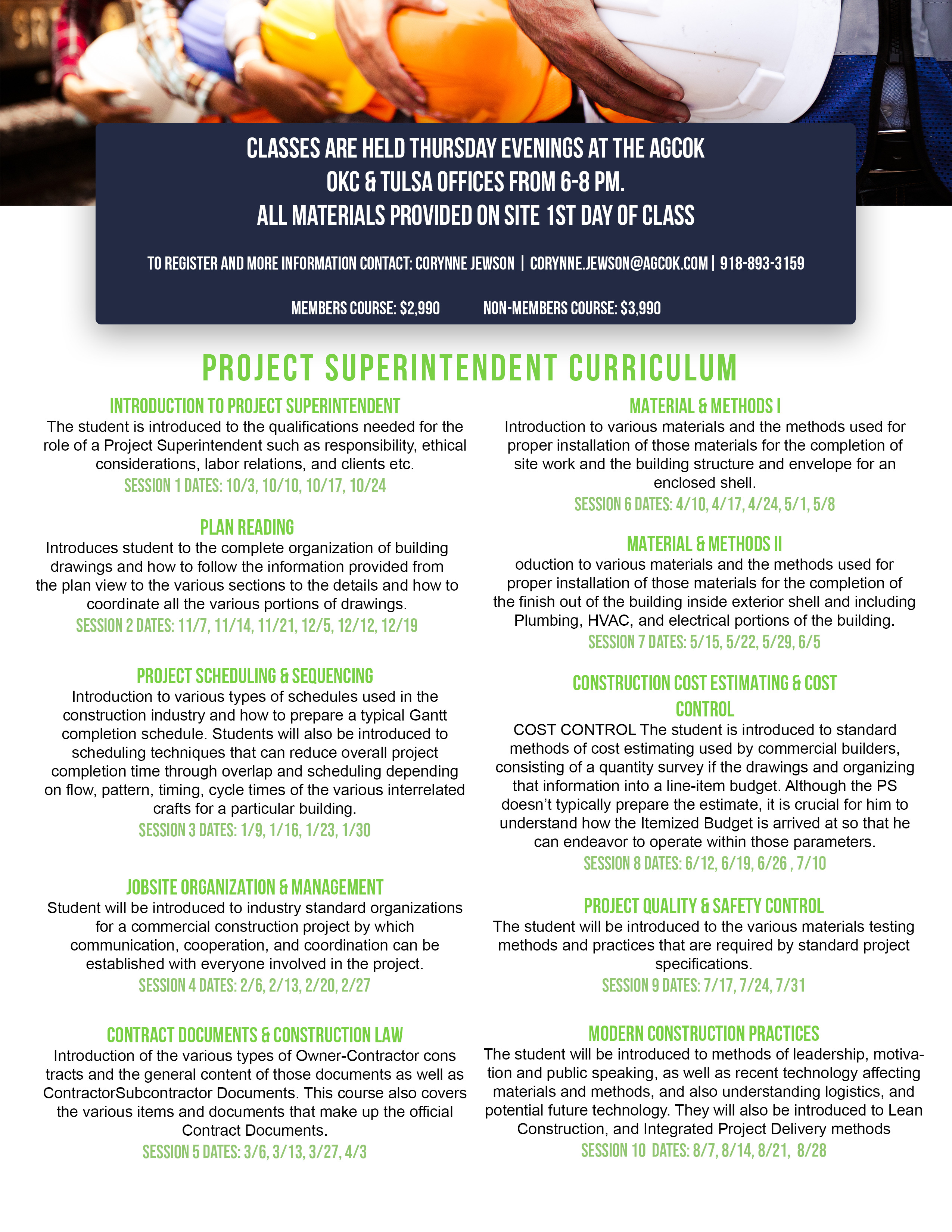 Project Superintendent Class - Associated General Contractors of Oklahoma Project Superintendent Class - Associated General Contractors of Oklahoma